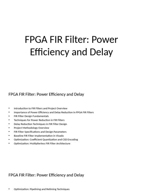 Fpga Fir Filter Power Efficiency And Delay Pdf Filter Signal