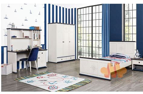 تخت پسرانه سفید آبی Country Bedroom Furniture Room Set Furniture