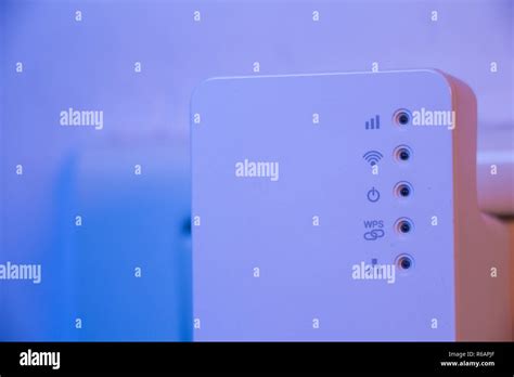 Closeup On WiFi Repeater Signal Connection Status Led Lights Stock Photo Alamy