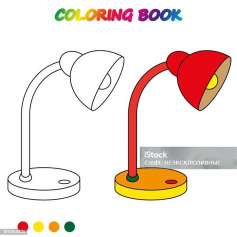 워크시트입니다 테이블 램프색칠 공부입니다 아이 들을 위한 게임입니다 벡터 만화 그림입니다 교육에 대한 스톡 벡터 아트 및 기타 이미지 Istock