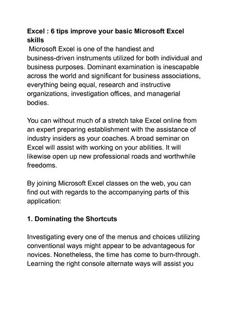 SOLUTION Improve Your Excel Skills Studypool