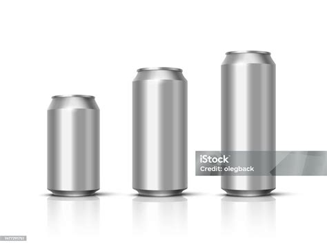 알루미늄 맥주 에너지 음료 또는 소다 팩 모형 흰색 배경에 고립 된 거울 반사가있는 벡터 현실적인 빈 금속 캔 0명에 대한 스톡 벡터 아트 및 기타 이미지 Istock