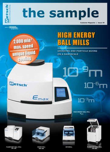 The Sample High Energy Ball Mills Retsch Gmbh Pdf Catalogs