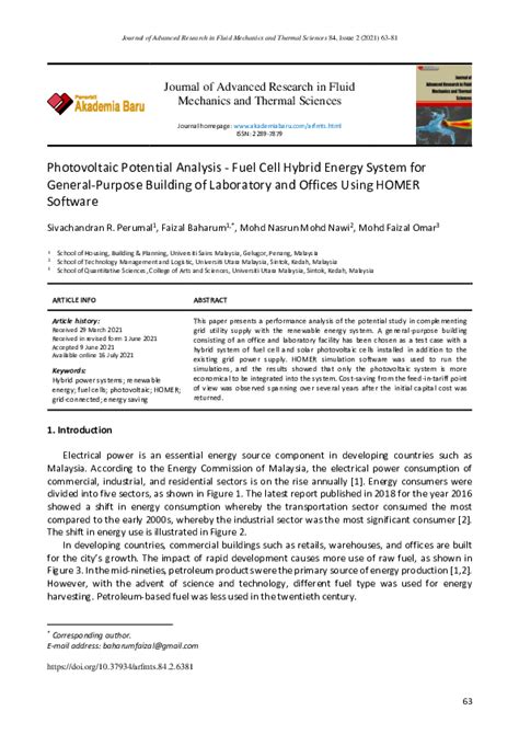 Pdf Photovoltaic Potential Analysis Fuel Cell Hybrid Energy System For General Purpose