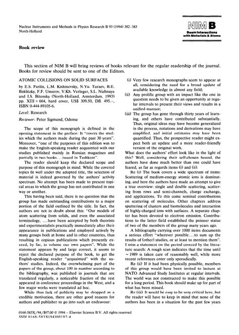 Pdf Atomic Collisions On Solid Surfaces