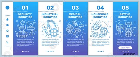 Types Robotica Onboarding Mobiele Webpaginas Vector Template Cybernetica Stock Vector 2585380