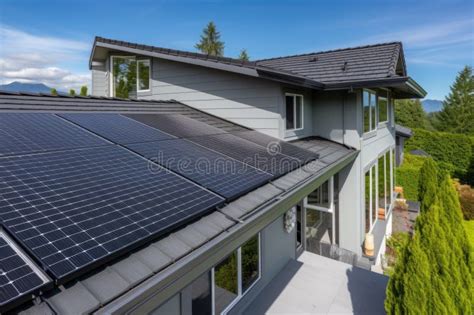 Solar Panel Array On Modern House Roof Stock Image Image Of Modern