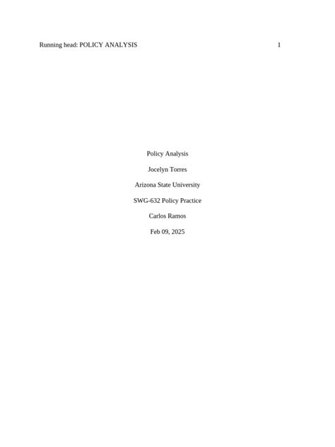 Policy Analysis Paper Pdf Supplemental Nutrition Assistance Program