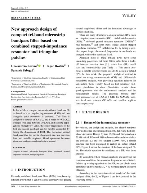 New Approach Design Of Compact Tri‐band Microstrip Bandpass Filter