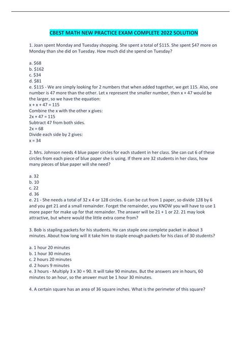 Cbest Math New Practice Exam Complete 2022 Solution Cbest Math New Stuvia Us