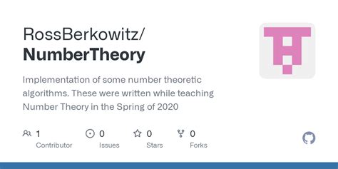 Github Rossberkowitznumbertheory Implementation Of Some Number