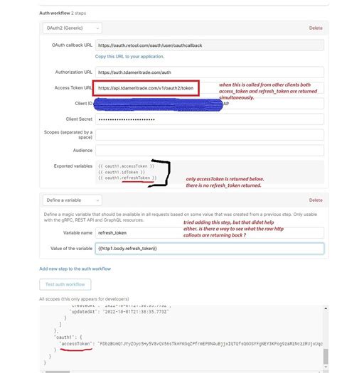 Refresh Tokens Not Being Fetched And Store By Oauth20 Or Custom Auth