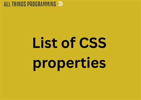 List Of Css Properties All Things Programming