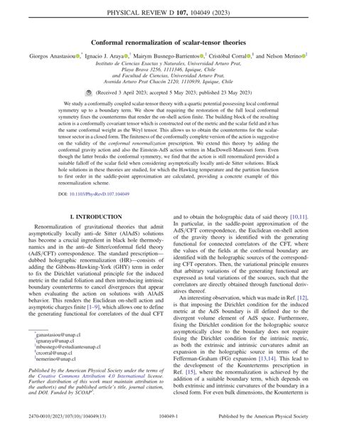 pdf conformal renormalization of scalar tensor theories