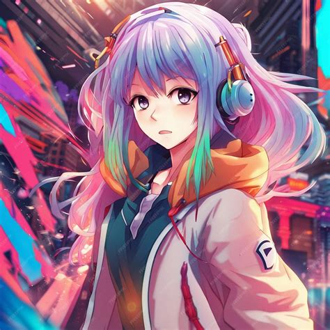Premium Photo Anime Girl Colorful Theme