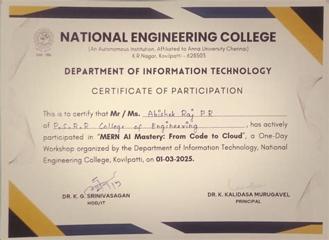 Mern Ai Webdevelopment Cloudcomputing Softwareengineering Nextjs Abishek Raj P R