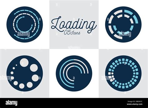 5 loading circles block style icon set vector design stock vector image