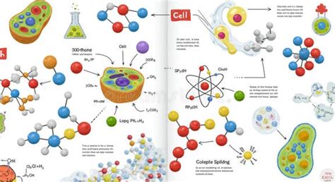 Colorful Detailed Illustration Depicting A Variety Of Molecular And