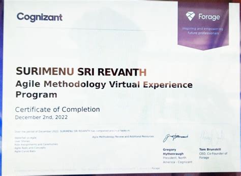 sri revanth on linkedin internship cognizant