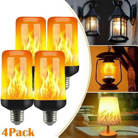 4 Pack Led Flame Effect Bulb 4 Modes E26 For Indooroutdoor
