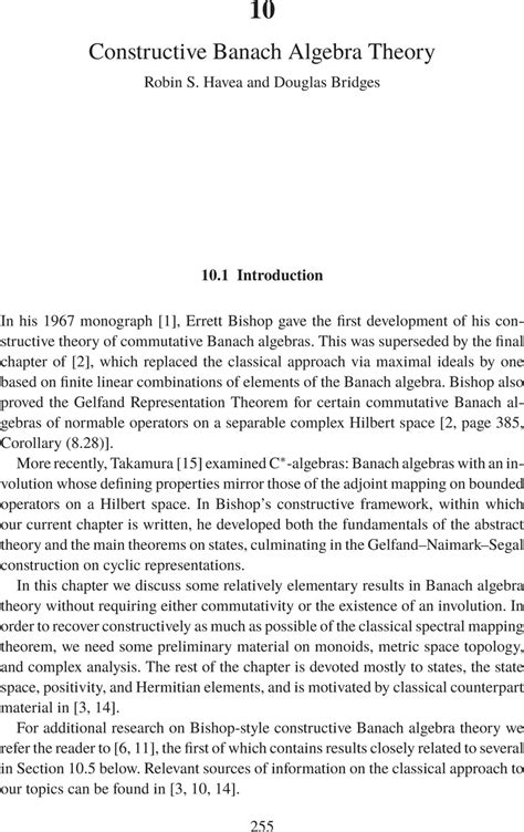 Constructive Banach Algebra Theory Chapter 10 Handbook Of