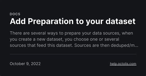 Add Preparation To Your Dataset