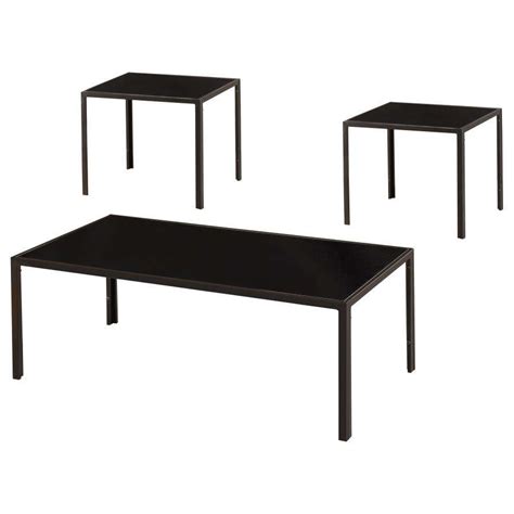 Brock Rectangular Glass Top Coffee Table Set Black Sisu Furniture