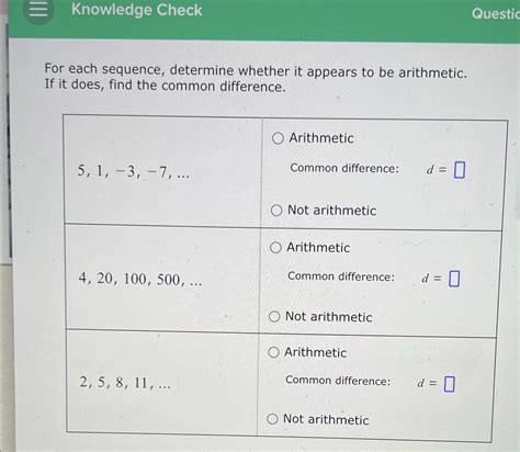 Solved Knowledge Checkquesticfor Each Sequence Determine