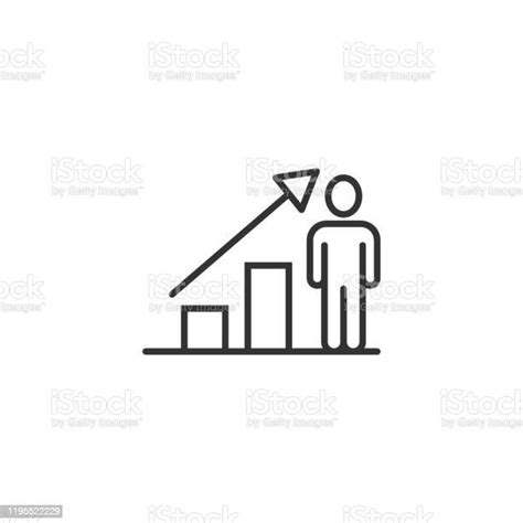 플랫 스타일의 성장 화살표 아이콘을 가진 사람 흰색 격리 된 배경에 작업 전략 벡터 그림입니다 사무실 교육 비즈니스 개념입니다