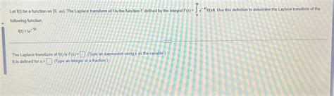 solved let f t ﻿be a function on [0 ∞ ﻿the laplace