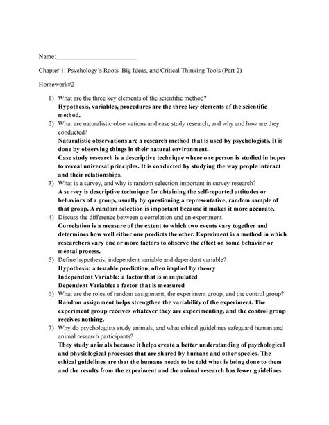 Homework Week 3 Work Name Chapter 1