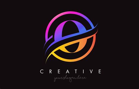 Creative Letter O Logo With Purple Orange Colors And Circle Swoosh Cut
