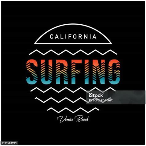 캘리포니아 베니스 해변에서 서핑과 서핑의 주제에 벡터 그림입니다 타이포그래피 티셔츠 그래픽 인쇄 포스터 배너 전단지 엽서