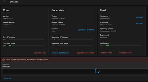 system and frigate log errors when trying to display the logs