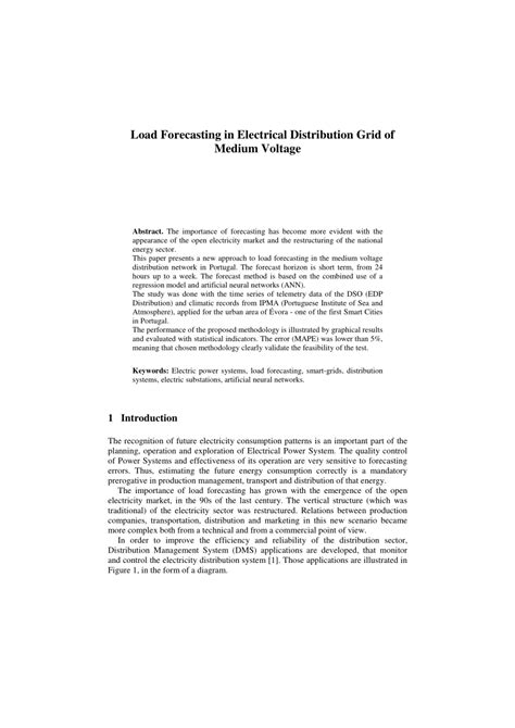 Pdf Load Forecasting In Electrical Distribution Grid Of Medium Voltage