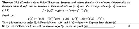 Solved Theorem 296 Cauchys Mean Value Theorem Suppose