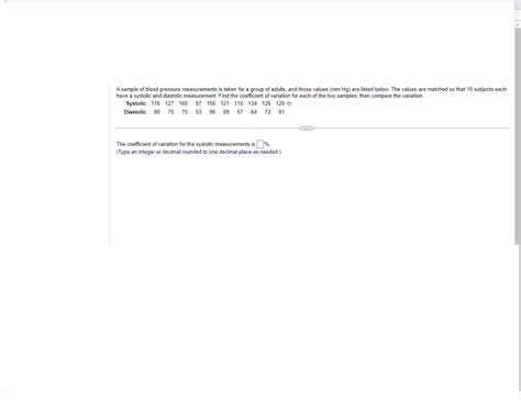 Solved Find The Coefficient Of Variation For The Systolic