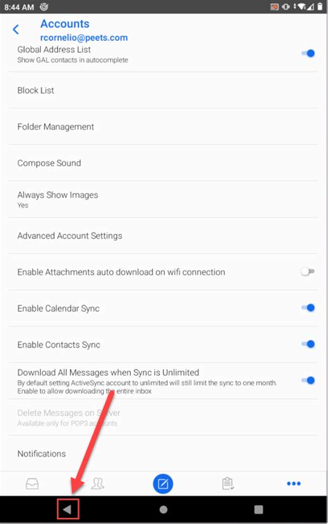 Setting BlueMail Application To Unlimited To Retreive Up To Months Of Emails Peet S Coffee
