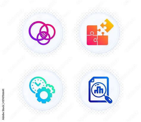 Euler Diagram Time Management And Puzzle Icons Simple Set Button With Halftone Dots Analytics