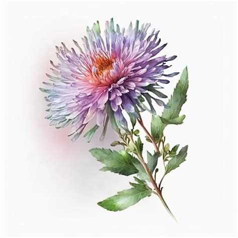 Premium Ai Image Watercolor Aster Illustration On White Background
