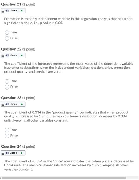 Solved Coefficients Standard Error T Stat P Value LOV Chegg Com