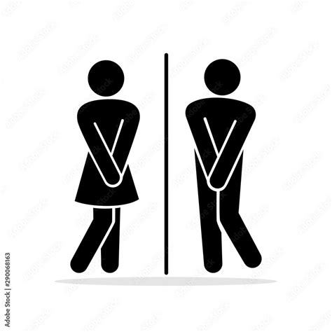 Girls And Boys Restroom Pictograms Funny Toilet Couple Signing