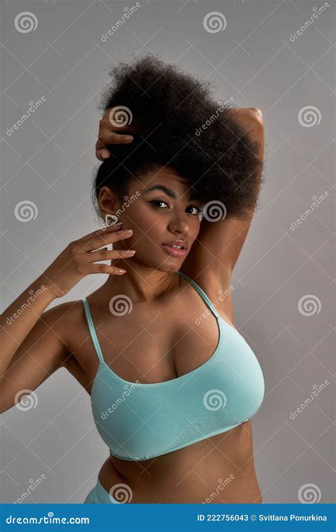 Portrait Of Young African American Woman In Bra Stock Image Image Of