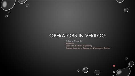 Operators In Verilog Hardware Modeling Using Verilog Youtube