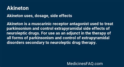 Akineton Uses Dosage Side Effects Food Interaction And Faq