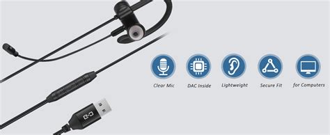 Amazon Com Dungzduz Single Side Usb Earbud With Boom Mic Usb A Headphone For Pc Mac Laptop