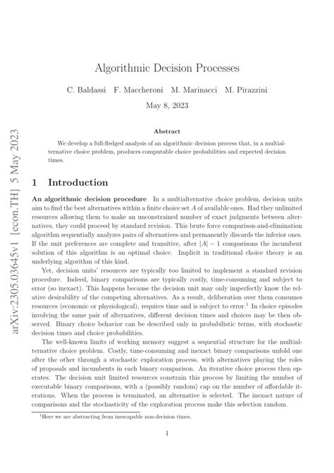 Pdf Algorithmic Decision Processes