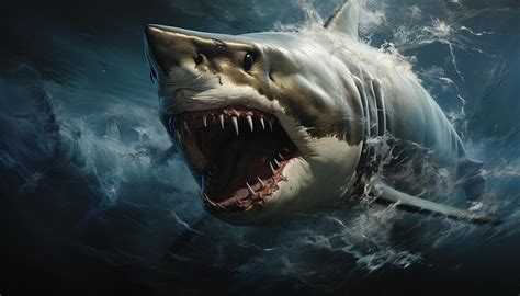 Horreur Sous Marine Effrayante Grand Poisson Avec De Mauvaises Dents