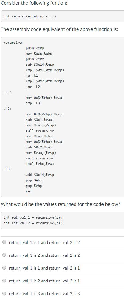 solved consider the following funtion int recursive int n