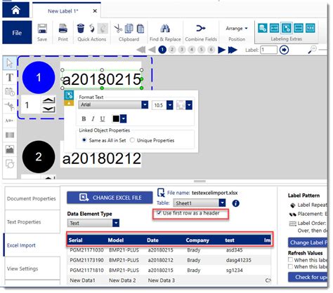 How To Import Excel Data Into A Label File In Custom Designer Brady